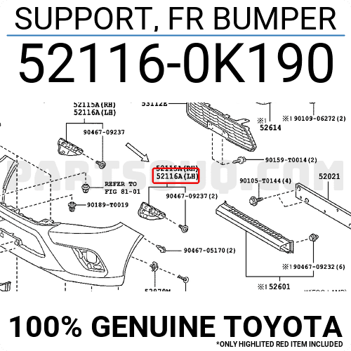 SUPPORT, FR BUMPER 521160K190 | Toyota Parts | PartSouq