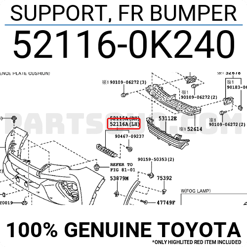 SUPPORT, FR BUMPER 521160K240 | Toyota Parts | PartSouq