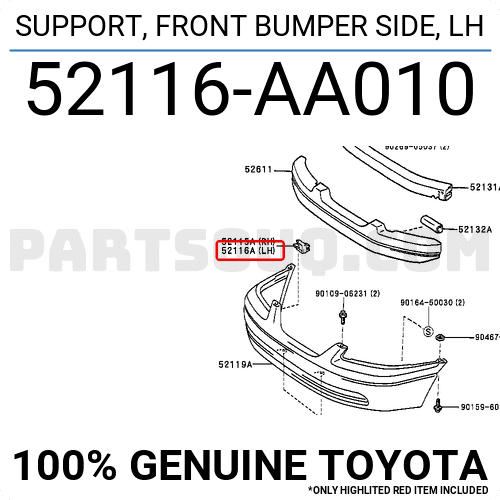 SUPPORT, FRONT BUMPER SIDE, LH 52116AA010 | Toyota Parts | PartSouq
