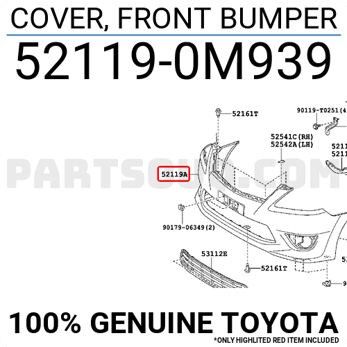 COVER, FRONT BUMPER 521190M939 | Toyota Parts | PartSouq