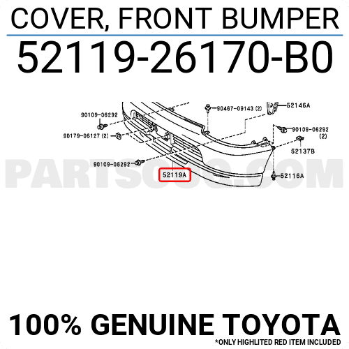 COVER, FRONT BUMPER 5211926170B0 | Toyota Parts | PartSouq
