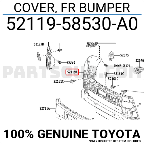 COVER, FR BUMPER 5211958530A0 | Toyota Parts | PartSouq
