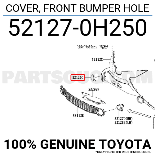 COVER, FRONT BUMPER HOLE 521270H250 | Toyota Parts | PartSouq