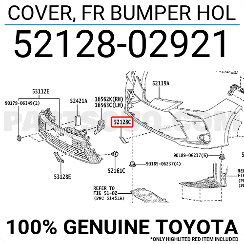 COVER, FR BUMPER HOL 5212802921 | Toyota Parts | PartSouq