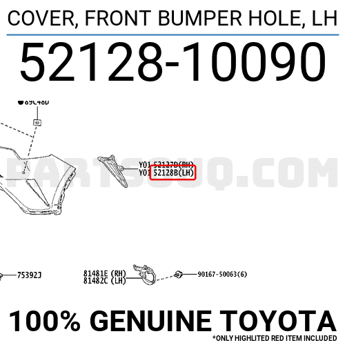 COVER, FRONT BUMPER HOLE, LH 5212810090 | Toyota Parts | PartSouq