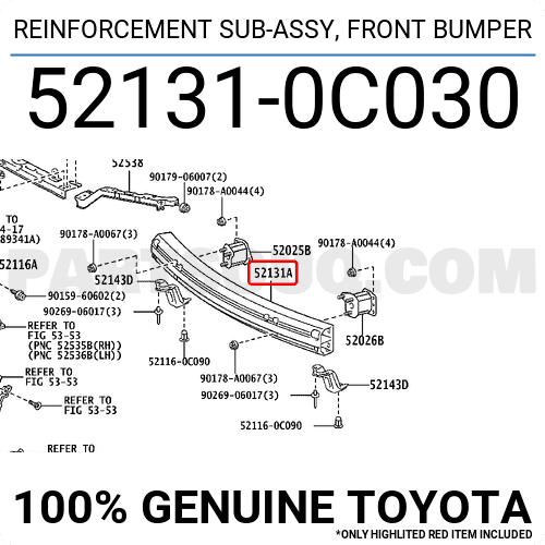 REINFORCEMENT SUB-ASSY, FRONT BUMPER 521310C030 | Toyota Parts | PartSouq