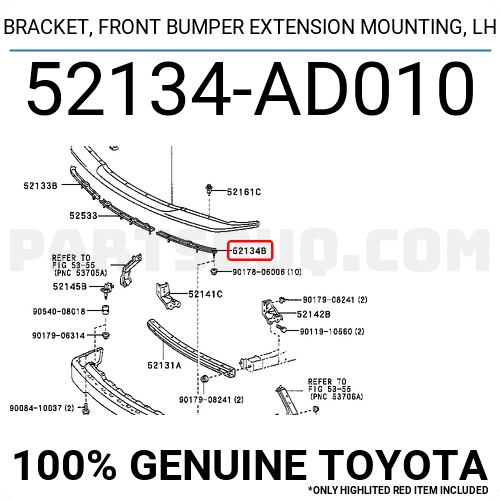 BRACKET, FRONT BUMPER EXTENSION MOUNTING, LH 52134AD010 | Toyota Parts ...