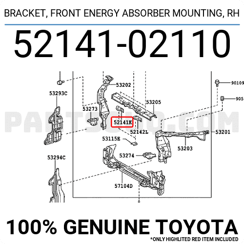 BRACKET, FRONT ENERGY ABSORBER MOUNTING, RH 5214102110 | Toyota Parts ...