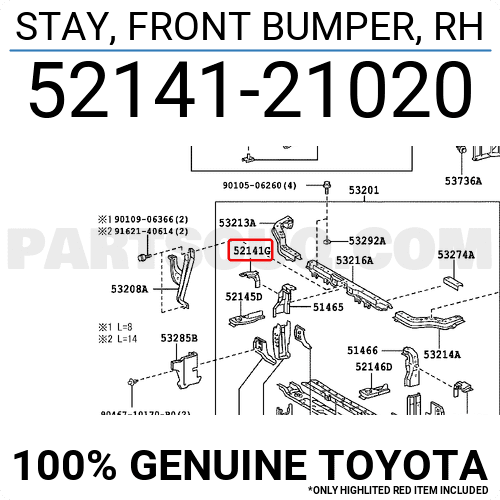 STAY, FRONT BUMPER, RH 5214121020 | Toyota Parts | PartSouq