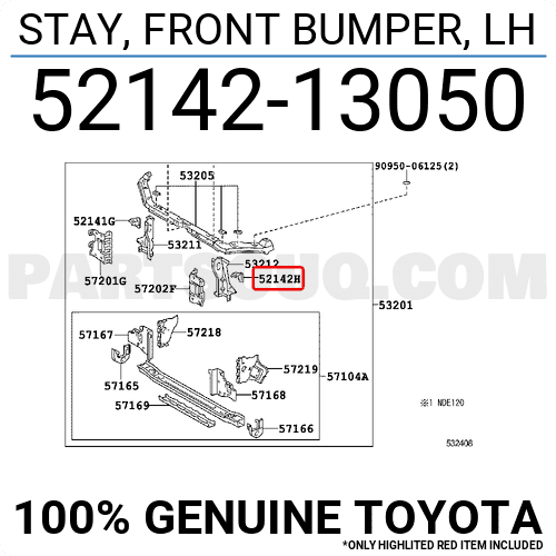 STAY, FRONT BUMPER, LH 5214213050 | Toyota Parts | PartSouq