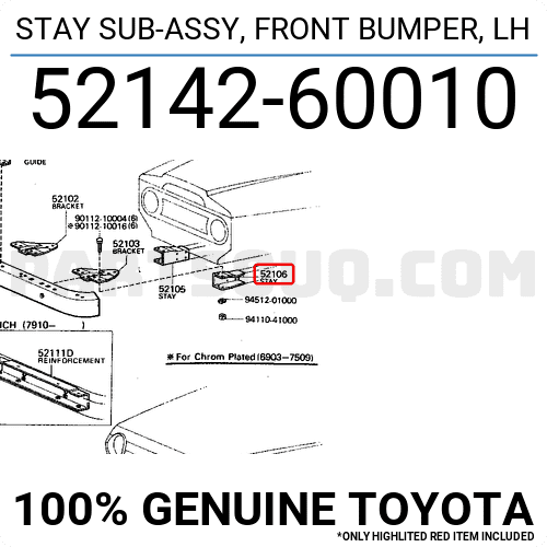 STAY SUB-ASSY, FRONT BUMPER, LH 5214260010 | Toyota Parts | PartSouq