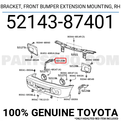 BRACKET, FRONT BUMPER EXTENSION MOUNTING, RH 5214387401 | Toyota Parts ...