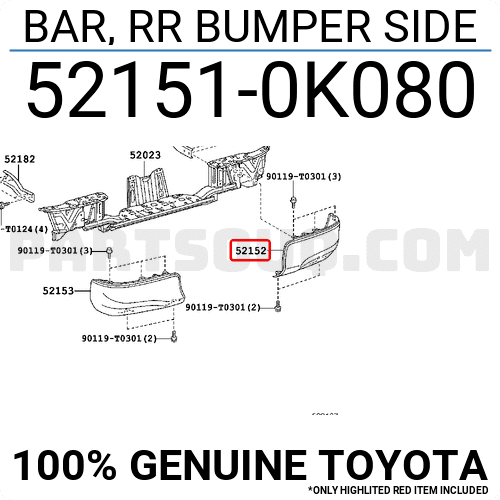 BAR, RR BUMPER SIDE 521510K080 | Toyota Parts | PartSouq