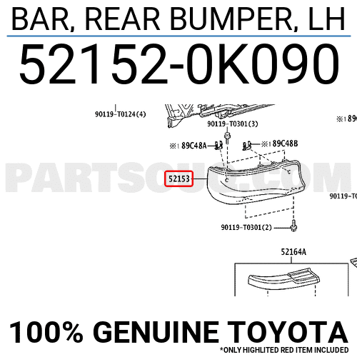 BAR, REAR BUMPER, LH 521520K090 | Toyota Parts | PartSouq