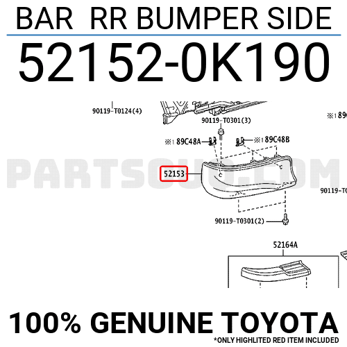 BAR RR BUMPER SIDE 521520K190 | Toyota Parts | PartSouq