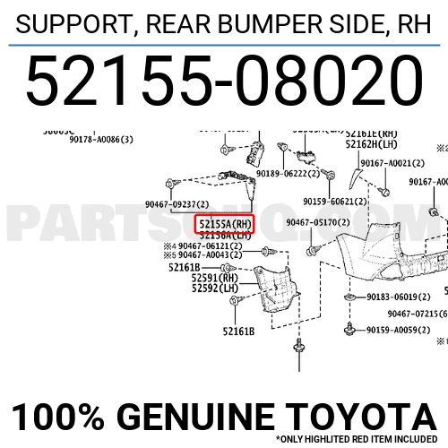 SUPPORT, REAR BUMPER SIDE, RH 5215508020 | Toyota Parts | PartSouq