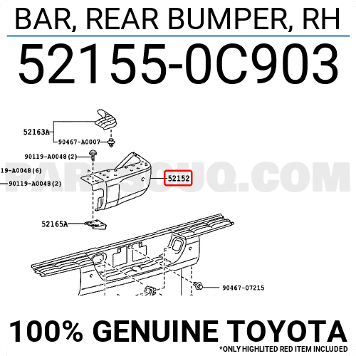BAR, REAR BUMPER, RH 521550C903 | Toyota Parts | PartSouq