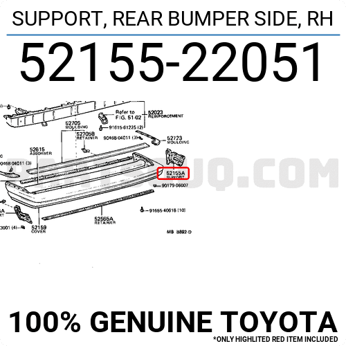 SUPPORT, REAR BUMPER SIDE, RH 5215522051 | Toyota Parts | PartSouq