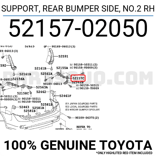 SUPPORT, REAR BUMPER SIDE, NO.2 RH 5215702050 | Toyota Parts | PartSouq