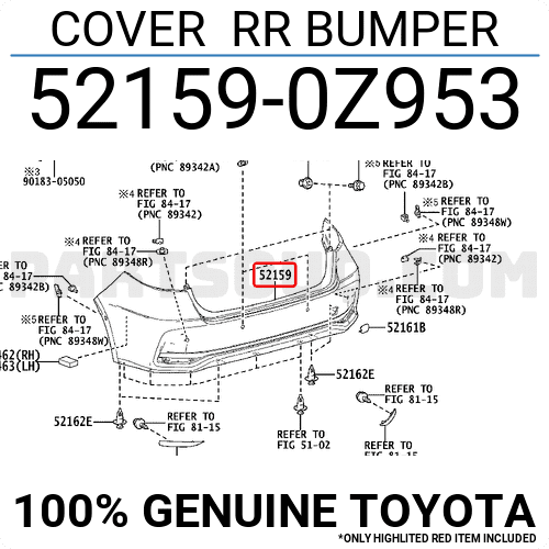 COVER RR BUMPER 521590Z953 | Toyota Parts | PartSouq