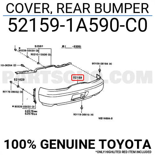 COVER, REAR BUMPER 521591A590C0 | Toyota Parts | PartSouq