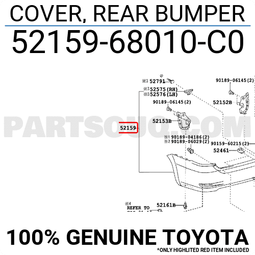 COVER, REAR BUMPER 5215968010C0 | Toyota Parts | PartSouq