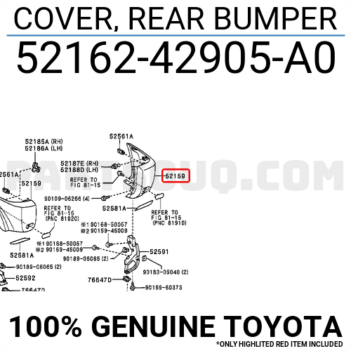 COVER, REAR BUMPER 5216242905A0 | Toyota Parts | PartSouq