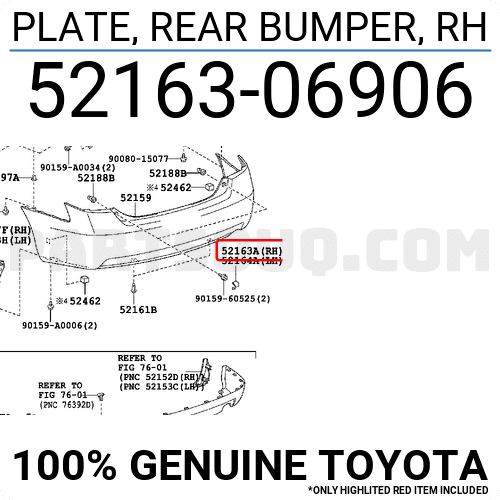 PLATE, REAR BUMPER, RH 5216306906 | Toyota Parts | PartSouq