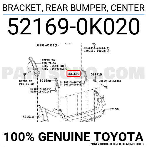 BRACKET, REAR BUMPER, CENTER 521690K020 | Toyota Parts | PartSouq
