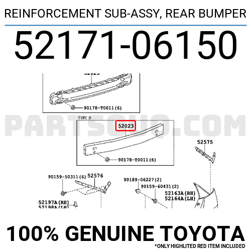 REINFORCEMENT SUB-ASSY, REAR BUMPER 5217106150 | Toyota Parts | PartSouq