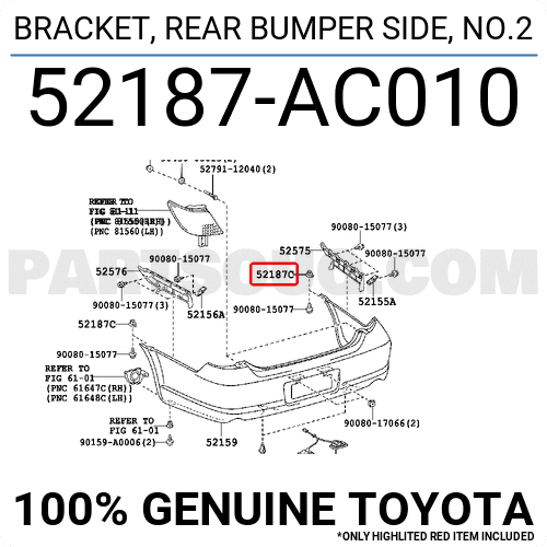 BRACKET, REAR BUMPER SIDE, NO.2 52187AC010 | Toyota Parts | PartSouq