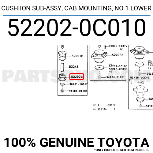 CUSHIION SUB-ASSY, CAB MOUNTING, NO.1 LOWER 522020C010 | Toyota Parts ...