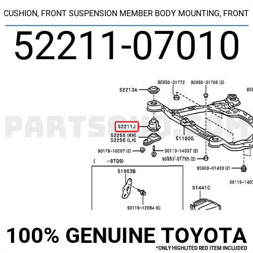 CUSHION, FRONT SUSPENSION MEMBER BODY MOUNTING, FRONT 5221107010 ...