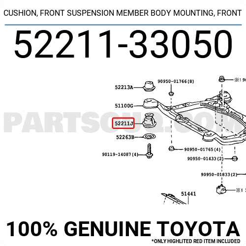 CUSHION, FRONT SUSPENSION MEMBER BODY MOUNTING, FRONT 5221133050 ...