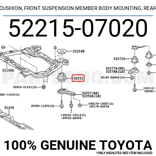 CUSHION, FRONT SUSPENSION MEMBER BODY MOUNTING, REAR 5221507020 ...