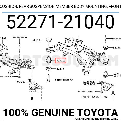 CUSHION, REAR SUSPENSION MEMBER BODY MOUNTING, FRONT 5227121040 ...