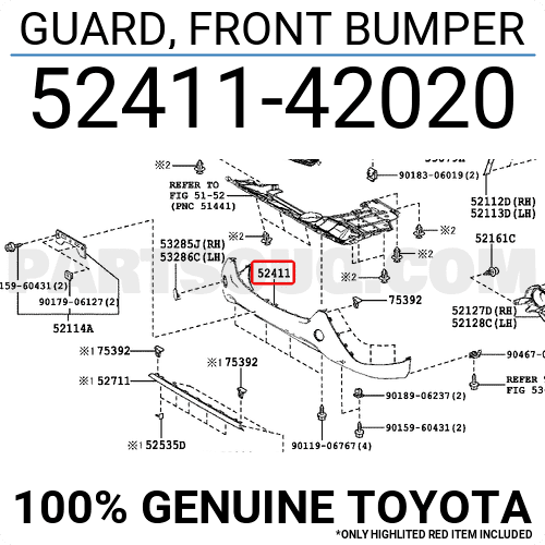 GUARD, FRONT BUMPER 5241142020 | Toyota Parts | PartSouq