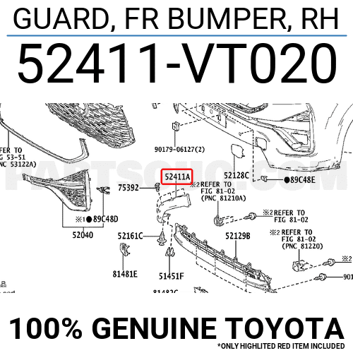 GUARD, FR BUMPER, RH 52411VT020 | Toyota Parts | PartSouq