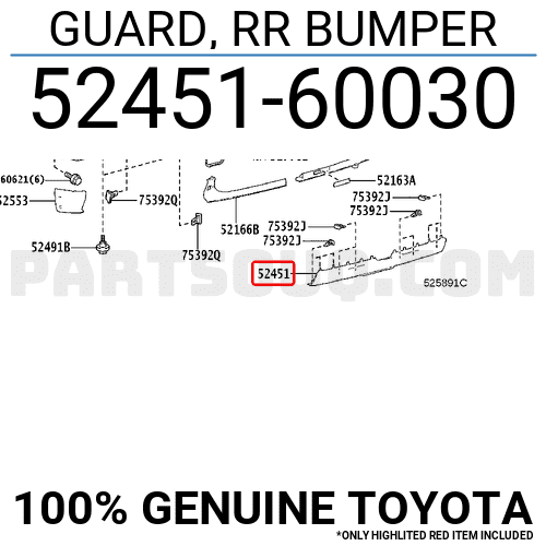 GUARD, RR BUMPER 5245160030 | Toyota Parts | PartSouq