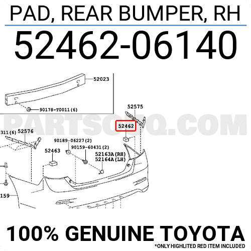 PAD, REAR BUMPER, RH 5246206140 | Toyota Parts | PartSouq