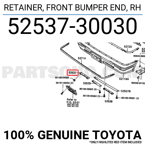 RETAINER, FRONT BUMPER END, RH 5253730030 | Toyota Parts | PartSouq