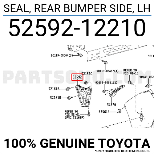 SEAL, REAR BUMPER SIDE, LH 5259212210 | Toyota Parts | PartSouq