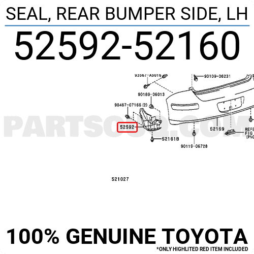 SEAL, REAR BUMPER SIDE, LH 5259252160 | Toyota Parts | PartSouq