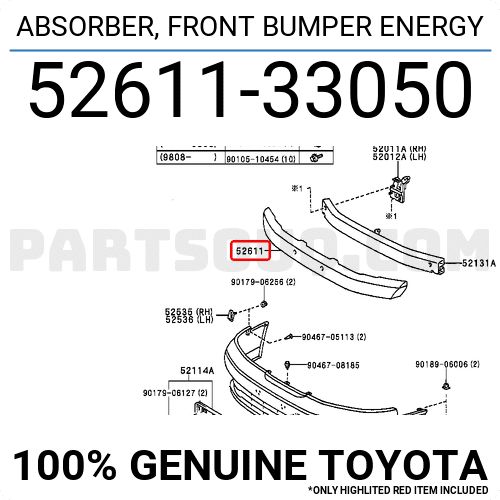 ABSORBER, FRONT BUMPER ENERGY 5261133050 | Toyota Parts | PartSouq