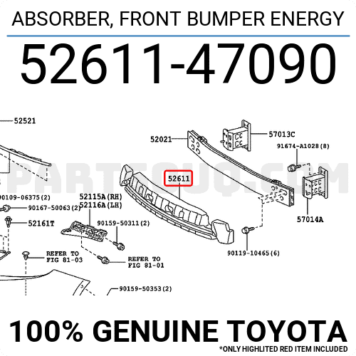 ABSORBER, FRONT BUMPER ENERGY 5261147090 | Toyota Parts | PartSouq