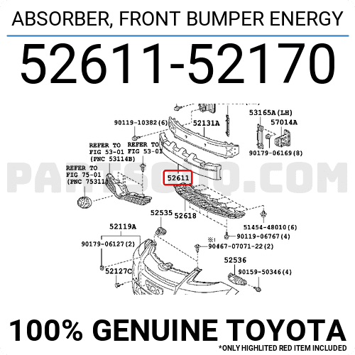 ABSORBER, FRONT BUMPER ENERGY 5261152170 | Toyota Parts | PartSouq