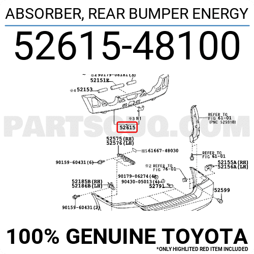 ABSORBER, REAR BUMPER ENERGY 5261548100 | Toyota Parts | PartSouq