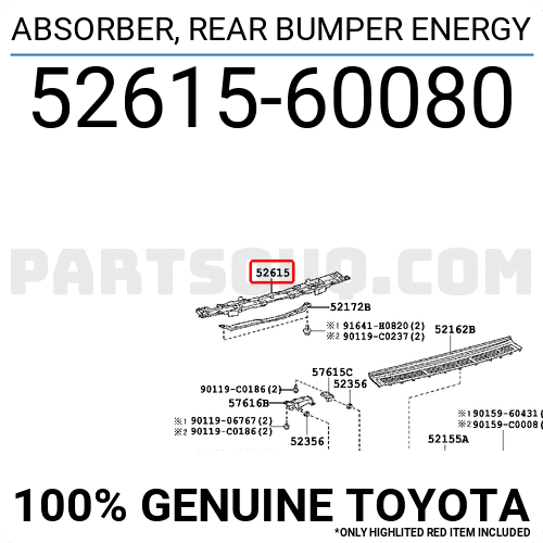 ABSORBER, REAR BUMPER ENERGY 5261560080 | Toyota Parts | PartSouq