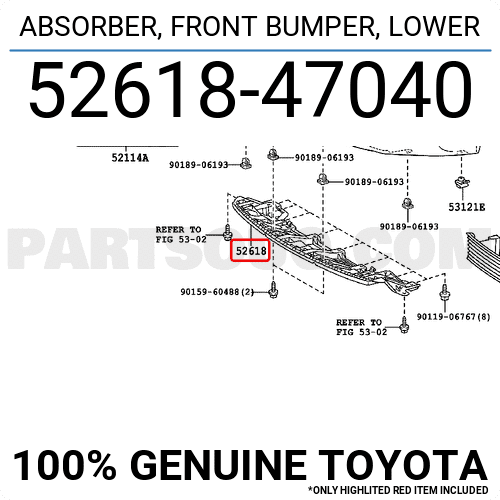 ABSORBER, FRONT BUMPER, LOWER 5261847040 | Toyota Parts | PartSouq