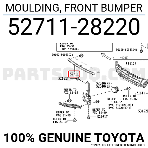 MOULDING, FRONT BUMPER 5271128220 | Toyota Parts | PartSouq